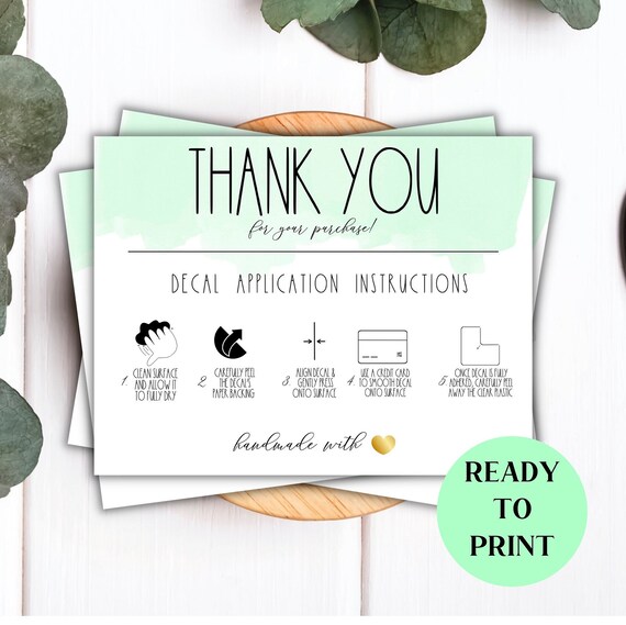 Decal Application Instructions Printable Decal Instructions | Etsy