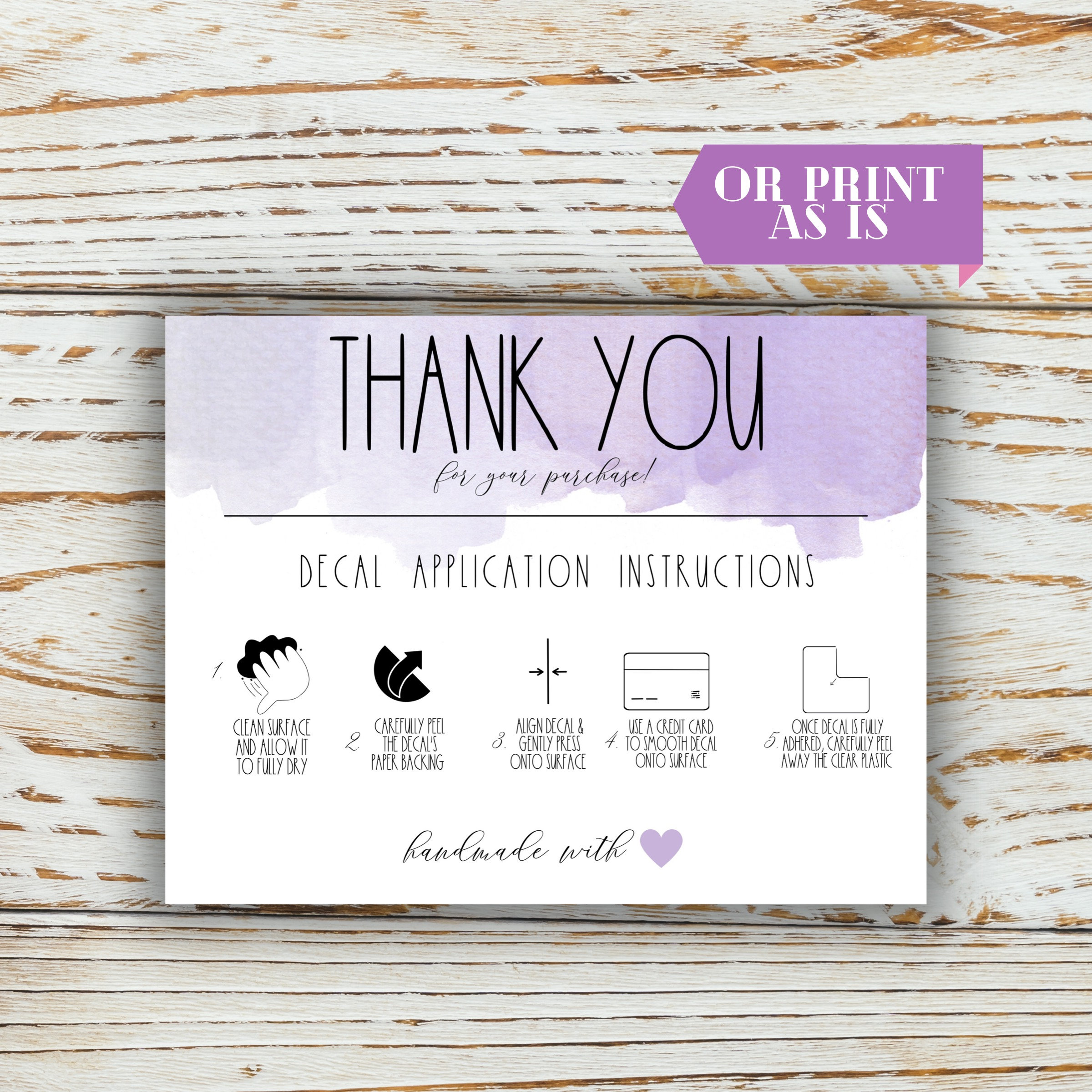 Decal Application Instructions Printable Decal Instructions - Etsy