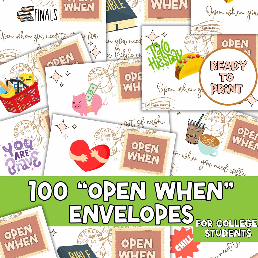 Open When Envelopes College, Open When College, Open When Cards, Open ...