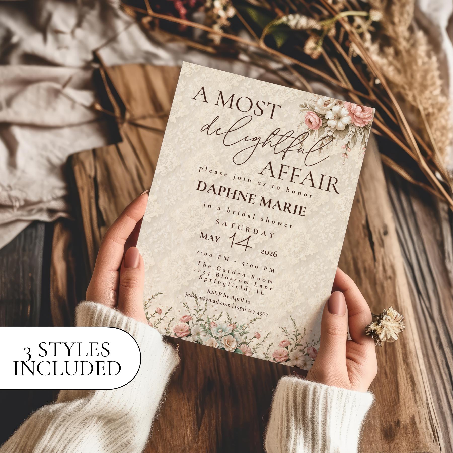 Regency Era Theme Elegant Bridal Shower Invitation, High Tea ...
