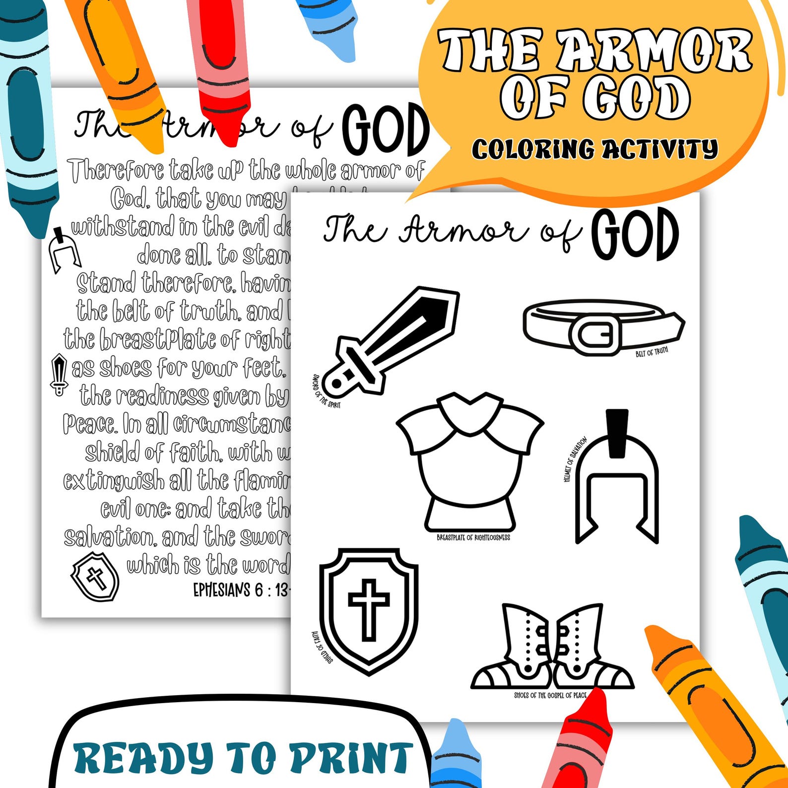 The Armor of God, Bible Lessons for Kids, Christian Preschool Craft ...