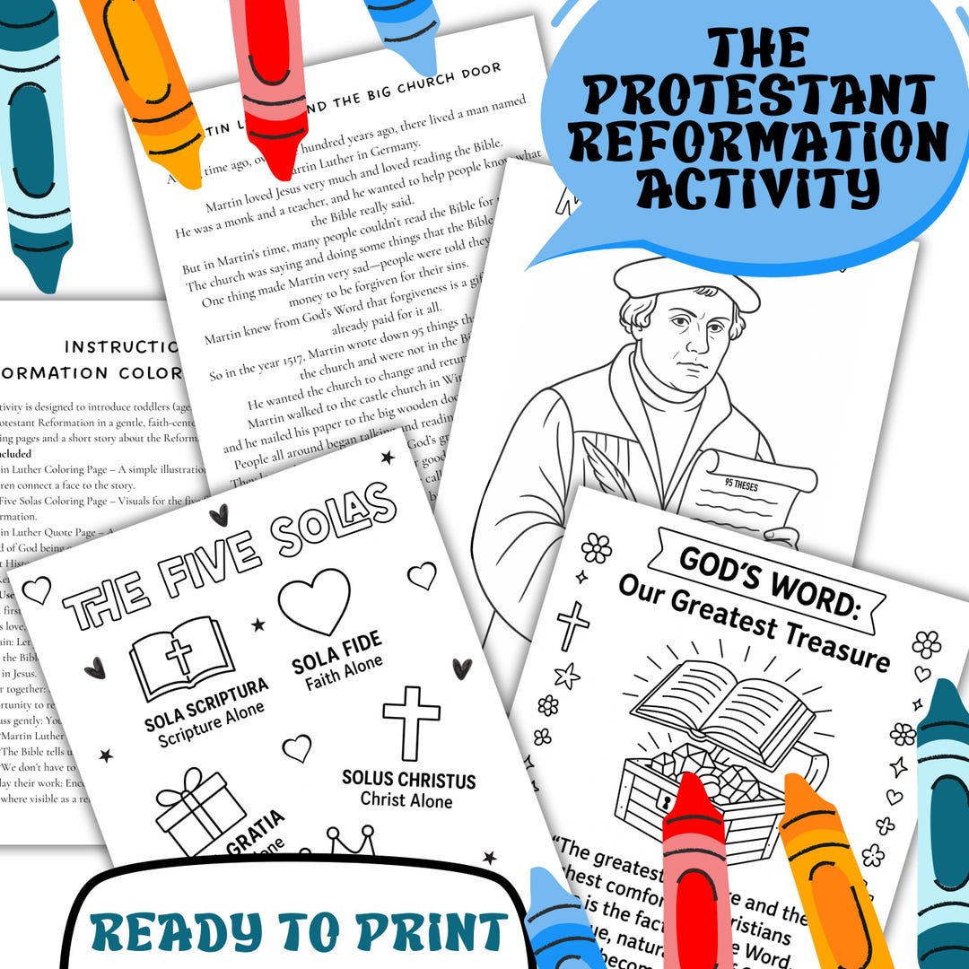 Protestant Reformation Bible Coloring Activity for Kids, Bible Lessons ...