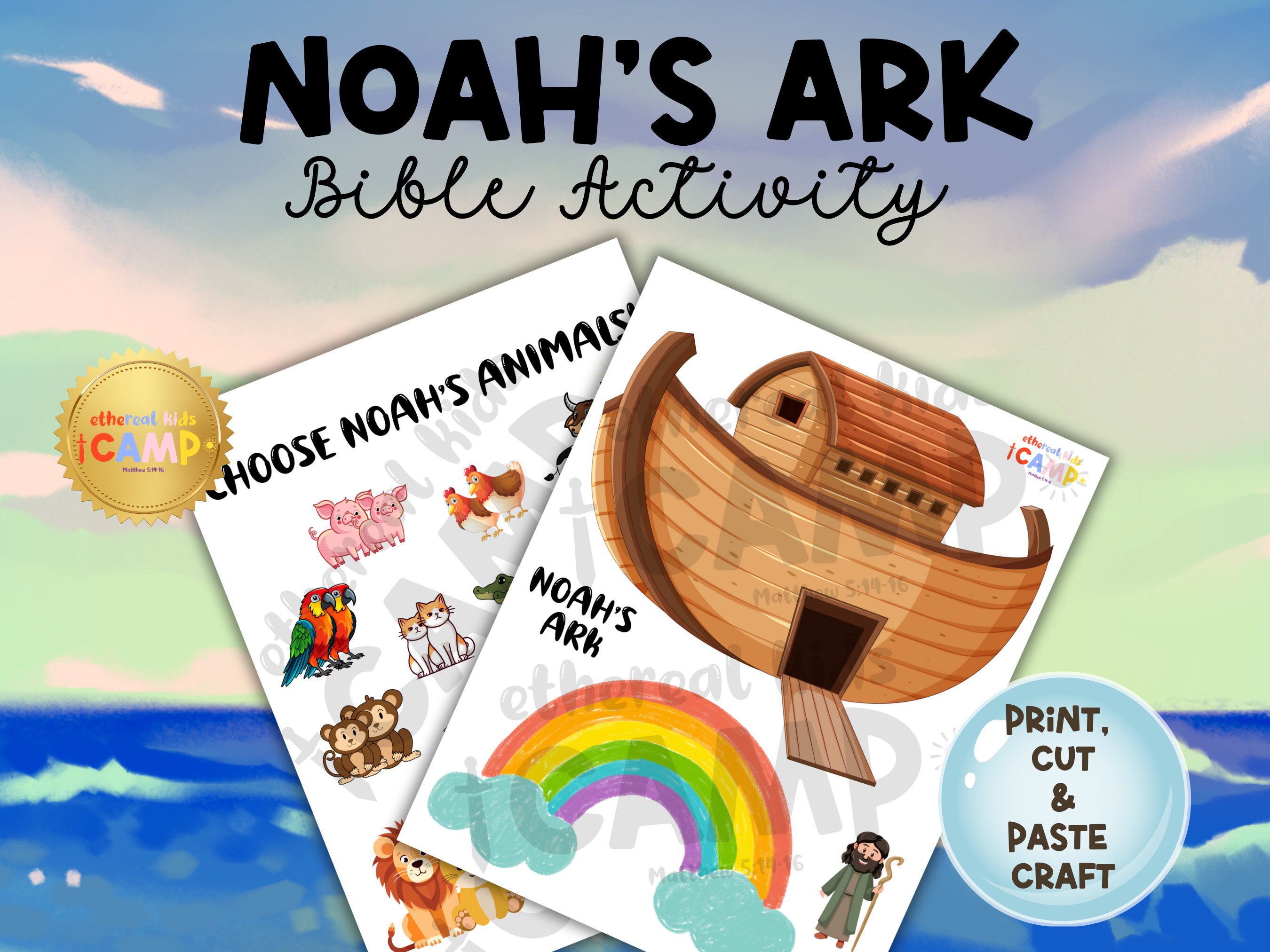 Noah's Ark Bible Lesson for Kids, VBS Activity, Genesis, Christian ...