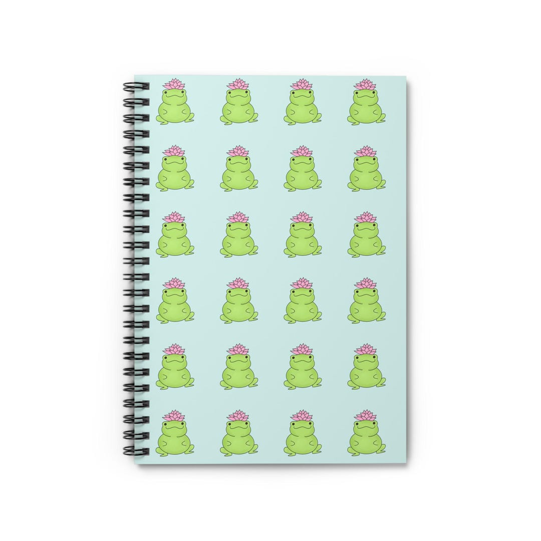 Fairycore Frog Notebook - Cute Pastel Blue Lotus Flower Frog Journal ...
