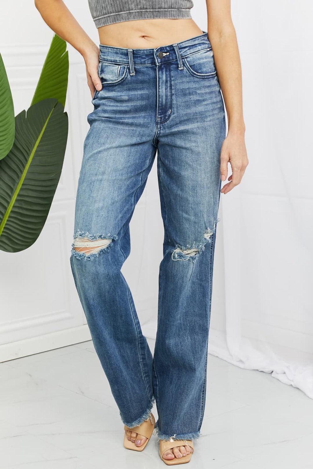 Judy Blue Becka Full Size Mid Rise Straight Jeans - Etsy