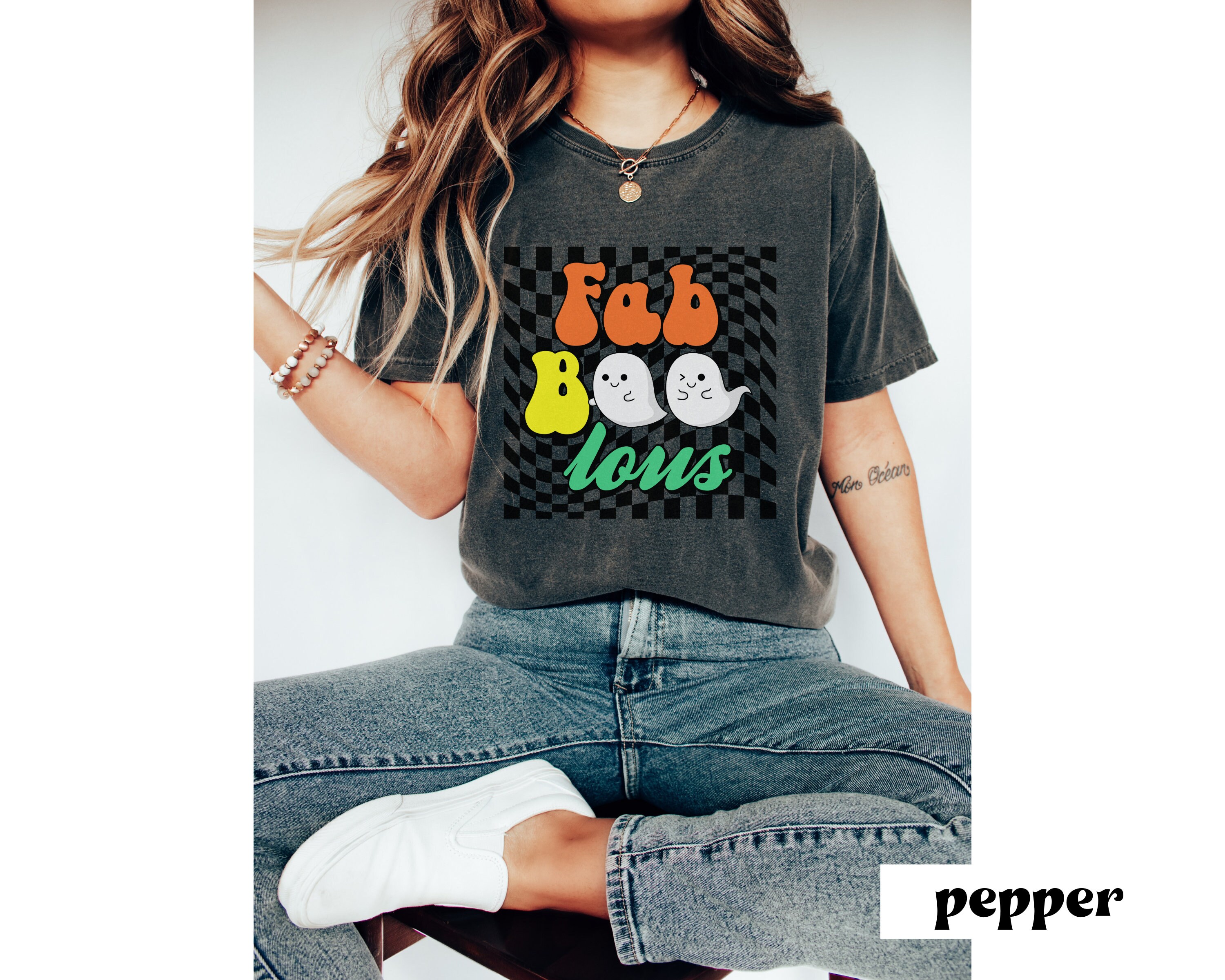 Fabulous Pun Halloween Retro Checkered Ghost Comfort Colors © - Etsy