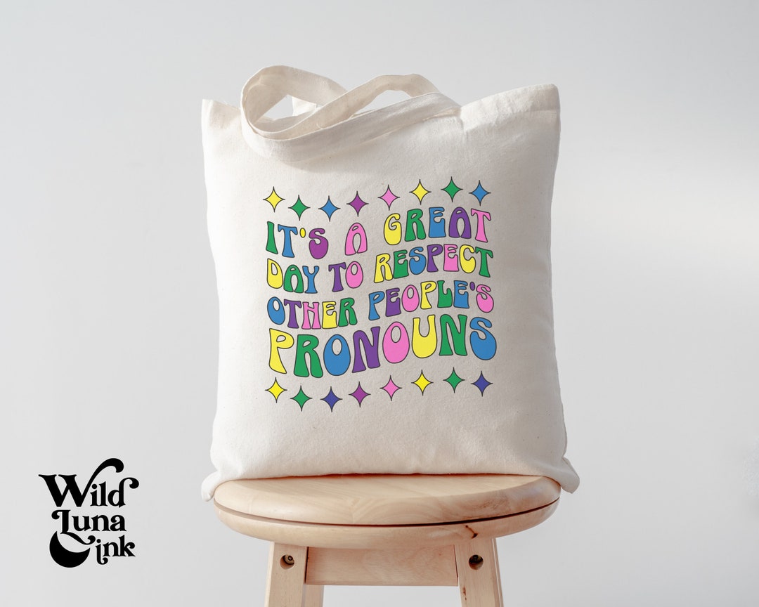 Respect Pronouns Canvas Tote Bag Retro Trans Rights Are Human - Etsy