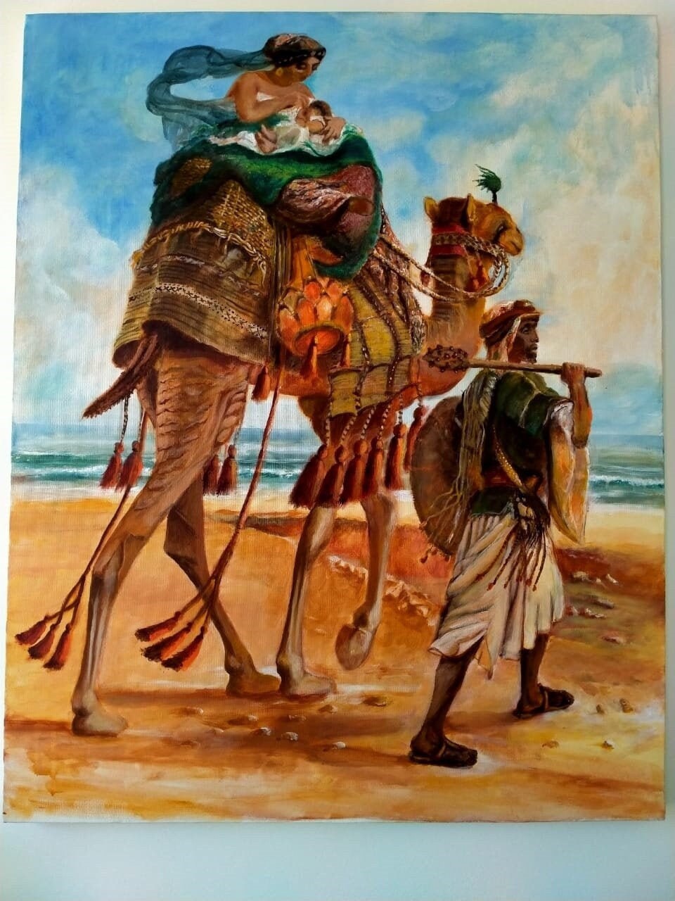 Acrylic Painting Oriental Nomadic Family With Camel - Etsy UK