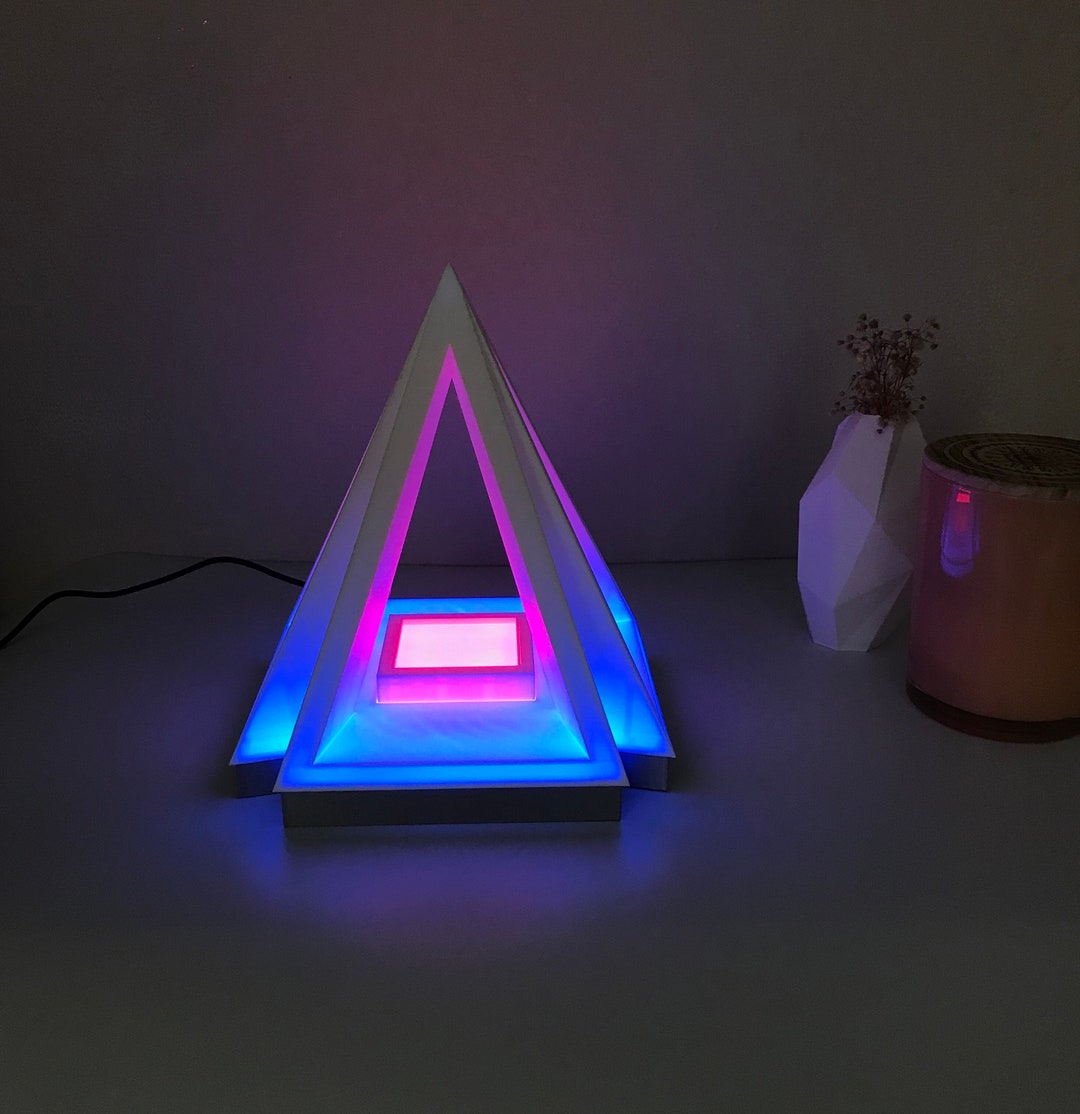 LED Table Lamp Pyramid,3d Printed Modern Desk Lamp With Color Changing ...