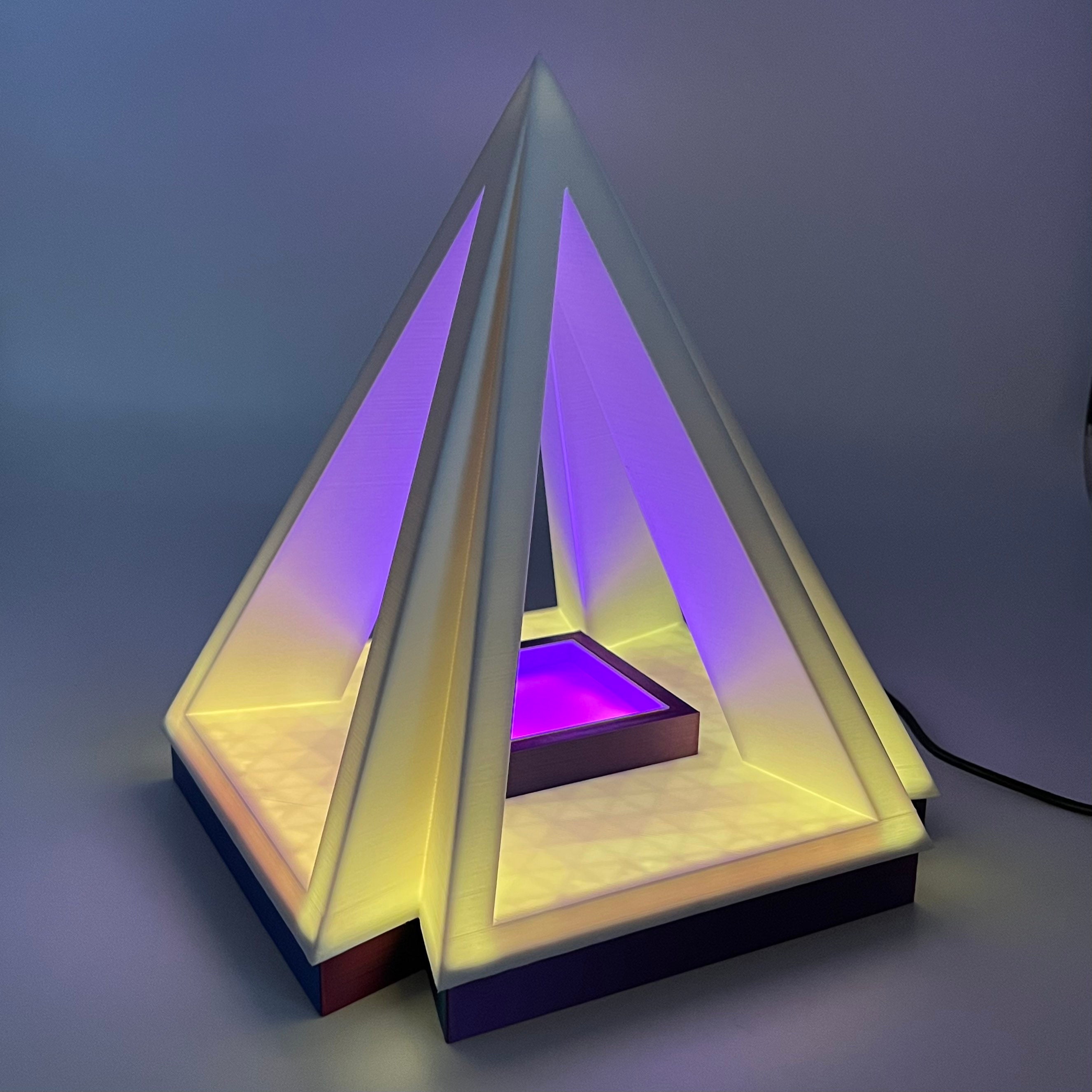 Pyramid LED Table Lamp With Color Changing Remote3d Printed - Etsy