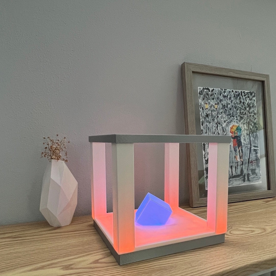 LED Table Lamp Square,color Changing Remote,3d Printed LED Lamp ...