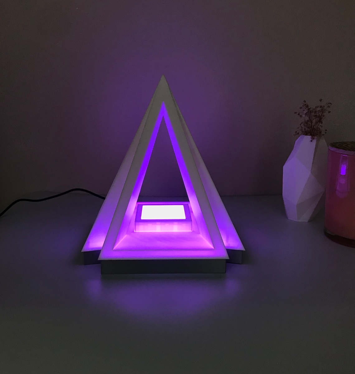 LED Table Lamp Pyramid3d Printed Modern Desk Lamp With Color - Etsy