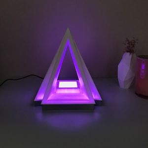 LED Table Lamp Pyramid,3d Printed Modern Desk Lamp With Color Changing ...