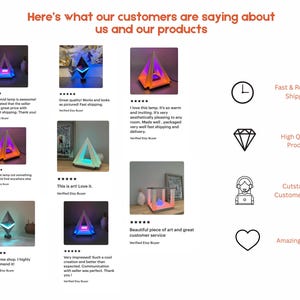 Pyramid LED Table Lamp With Color Changing Remote,3d Printed LED Lamp ...