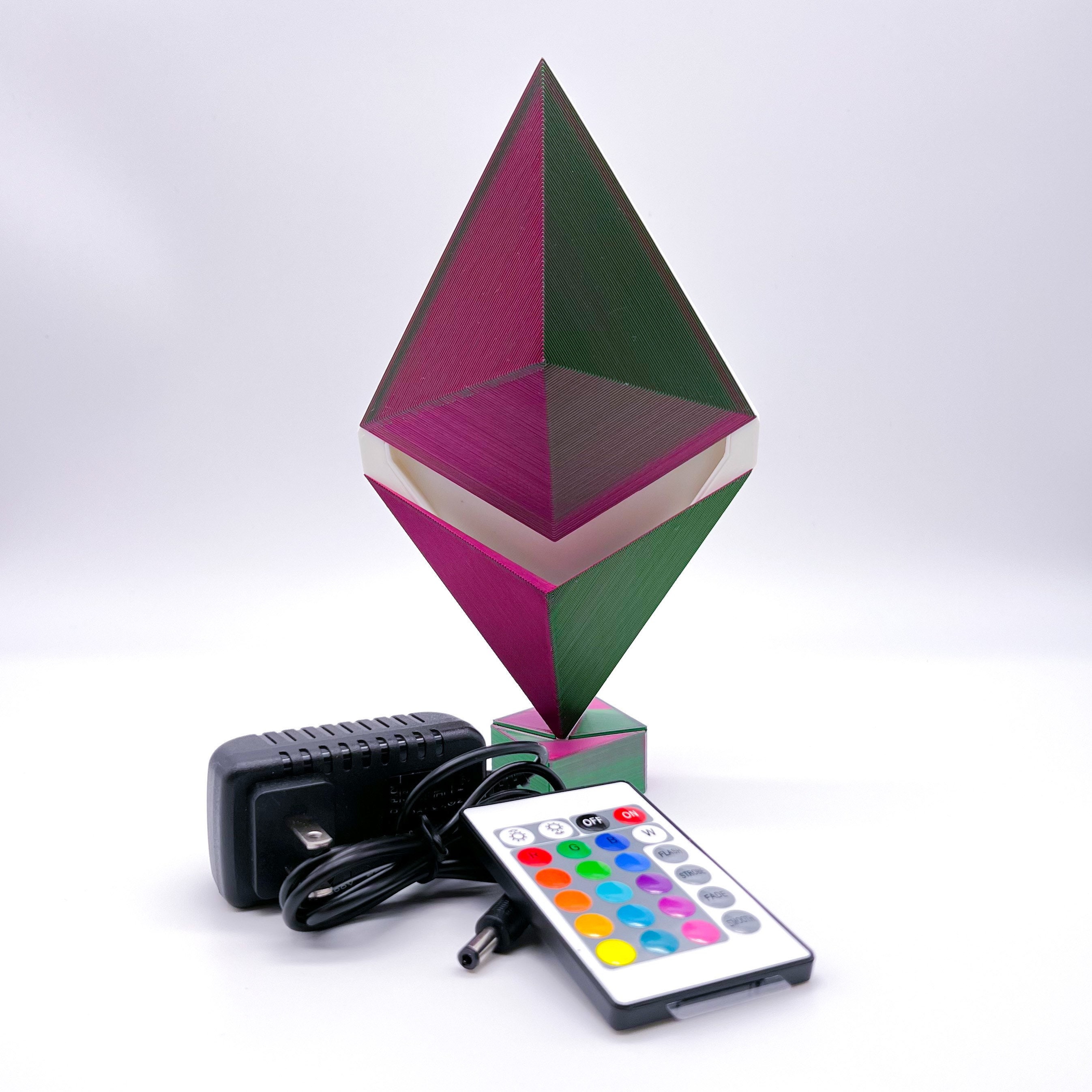 LED RGB Ethereum Table Lamp,color Changing Remote 3D Printed Cool Lamp ...