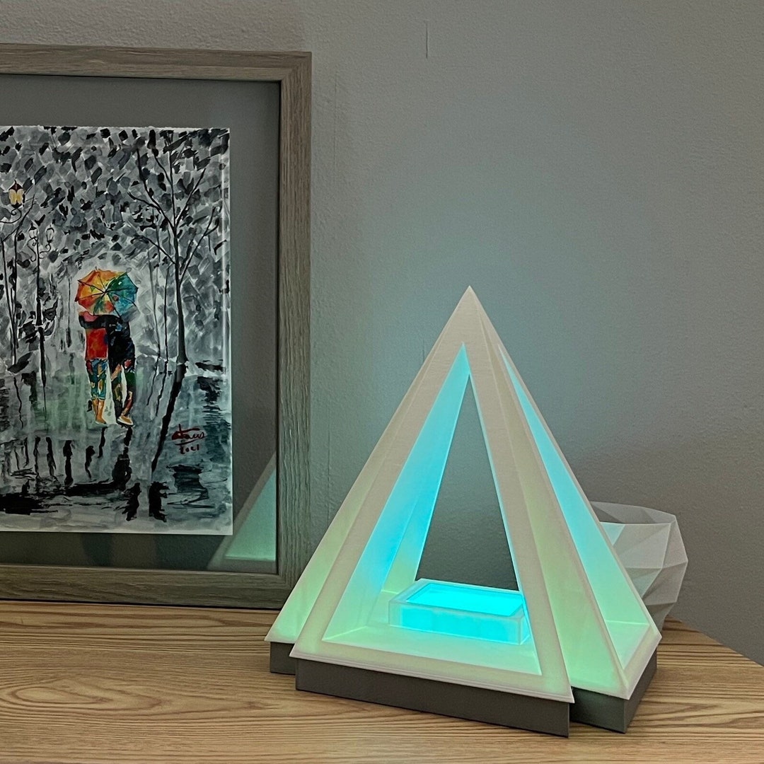 Pyramid Desk Lamp,led Table Lamp With Color Changing Remote,3d Printed ...