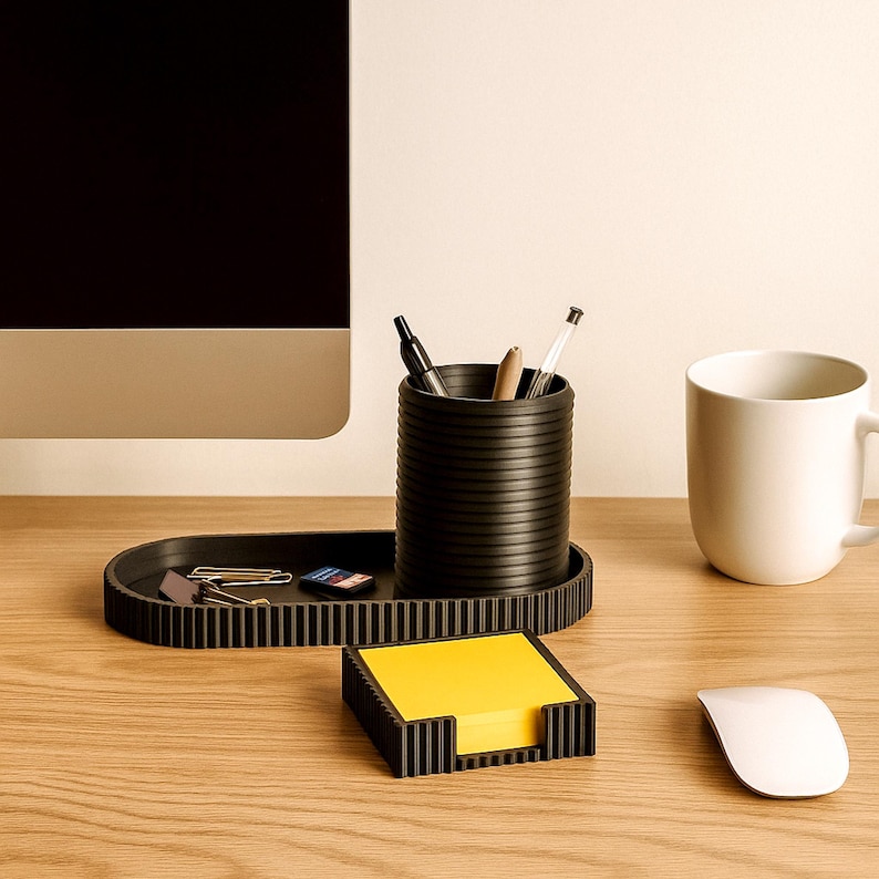 Desk Organizer Set With Pen Holder, Sticky Note Holder and Tray, 3d ...