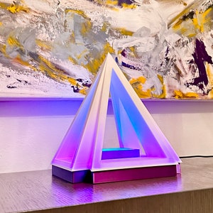 Pyramid LED Table Lamp With Color Changing Remote,3d Printed LED Lamp ...