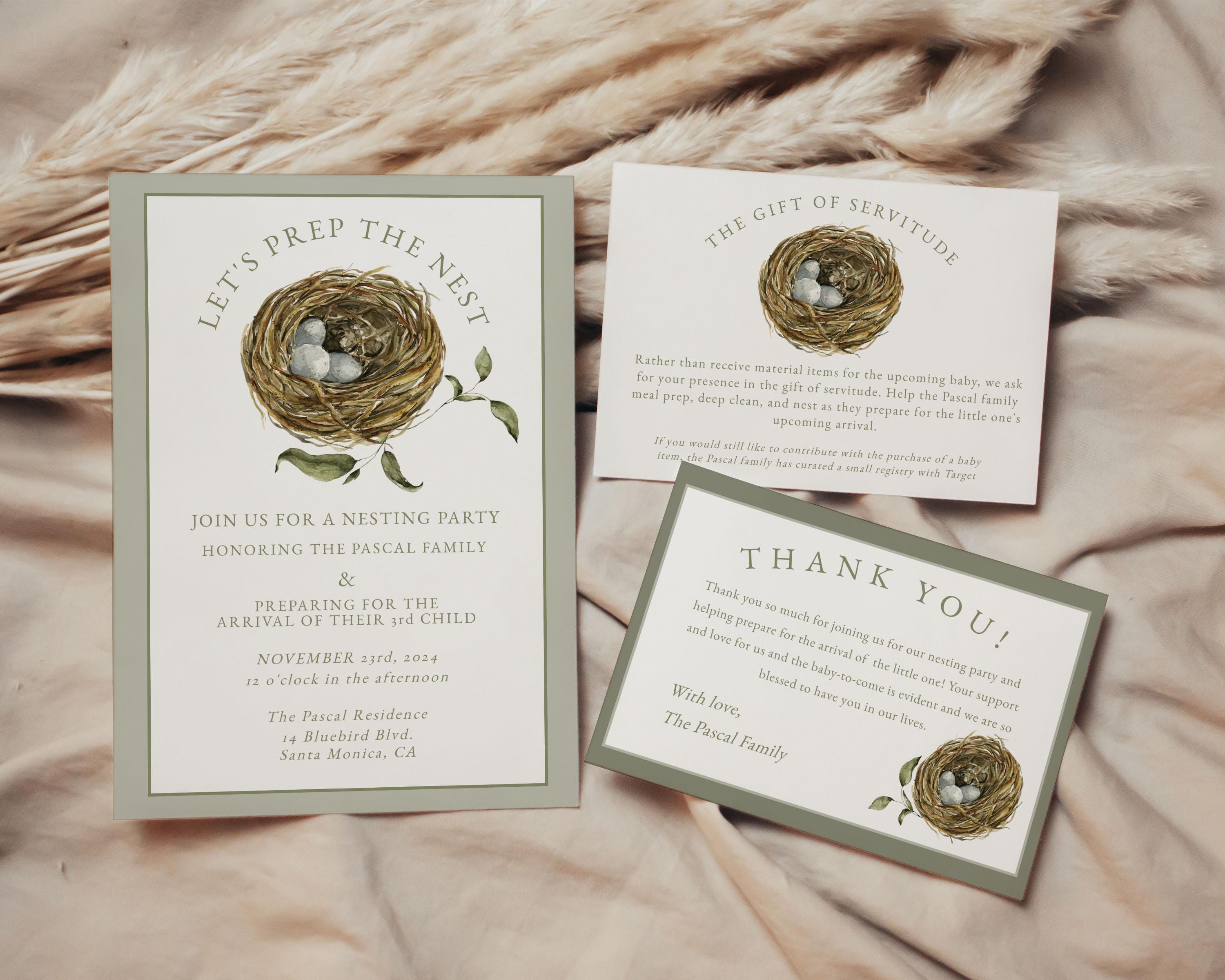 Prep the Nest, Nesting Party Invitation, Bless the Nest Nesting Baby ...