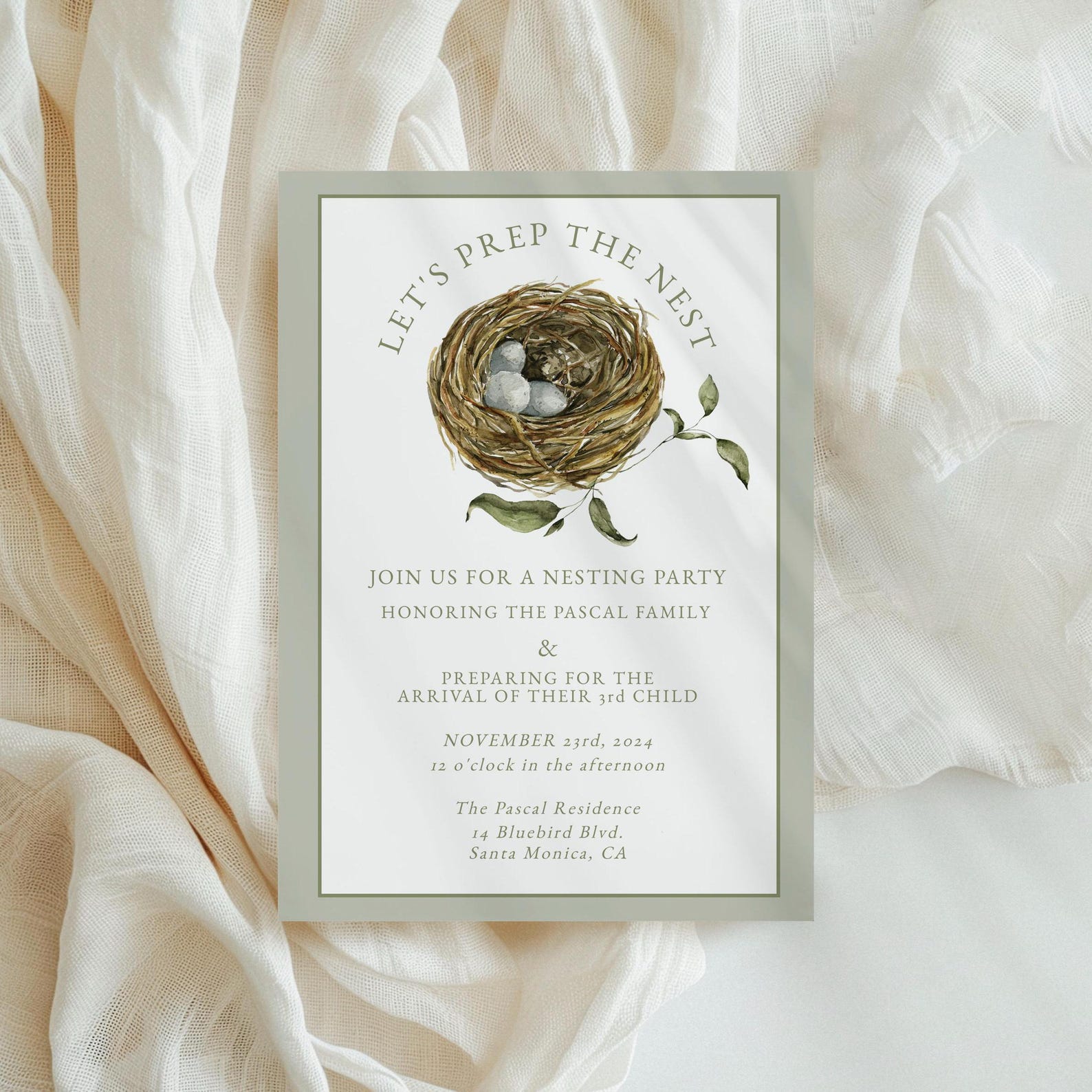 Prep the Nest, Nesting Party Invitation, Bless the Nest Nesting Baby ...