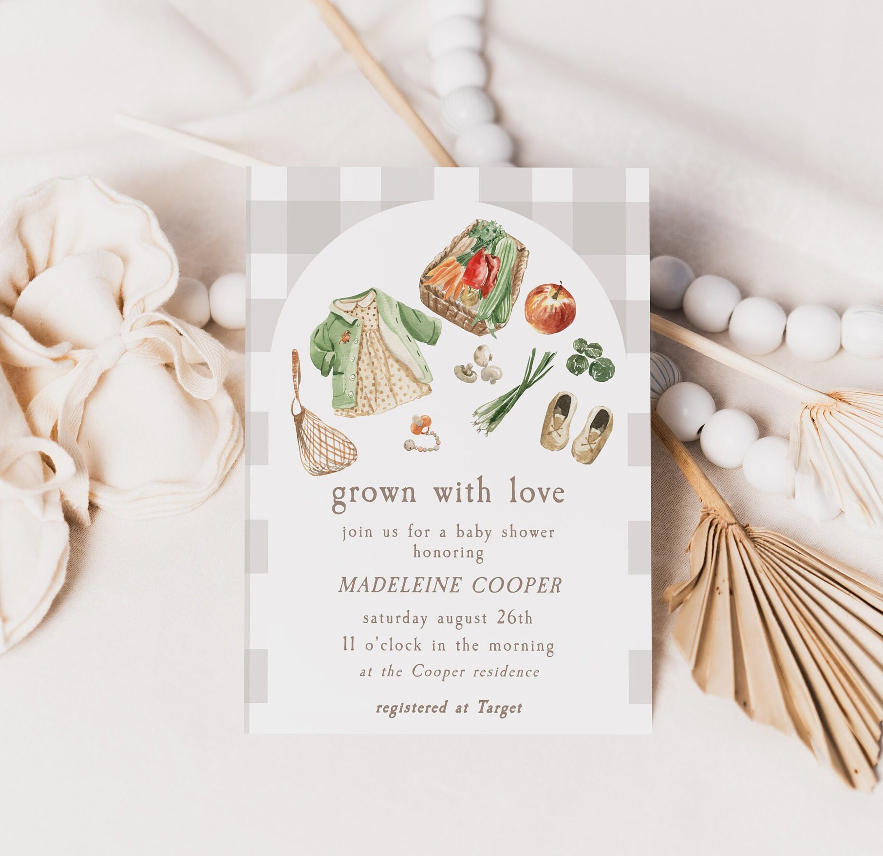 Grown With Love Girl Market Baby Shower Invitation Template, Farmer's ...