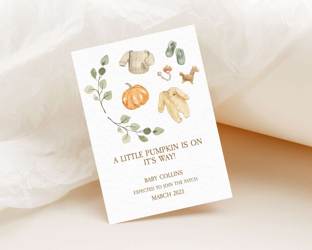 Fall Themed Pregnancy Announcement Card, Neutral Pregnancy Announcement ...