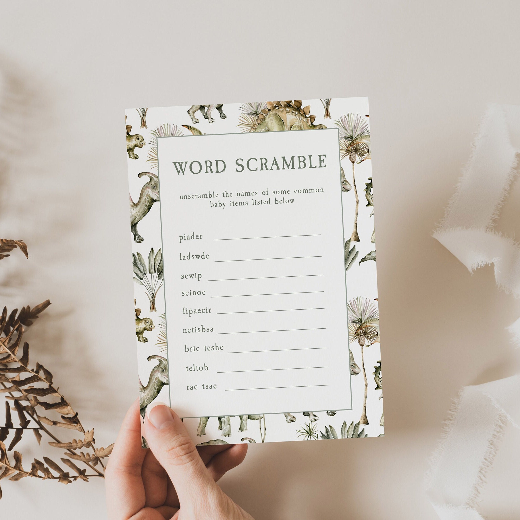 Hatching Soon Dinosaur Baby Shower Games, Set of 6 Editable Baby Shower ...