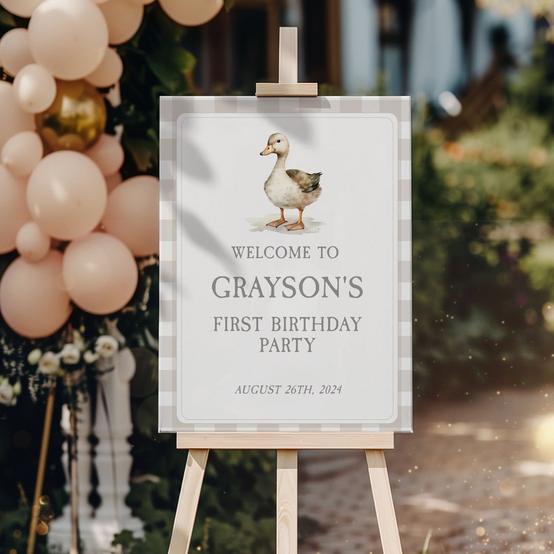 Lucky Duck First Birthday Welcome Sign, Editable Template - Etsy