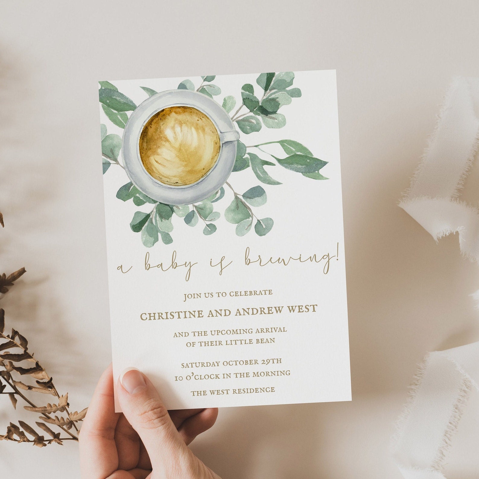 A Baby is Brewing Baby Shower Invitation, Coffee Themed Baby Shower ...