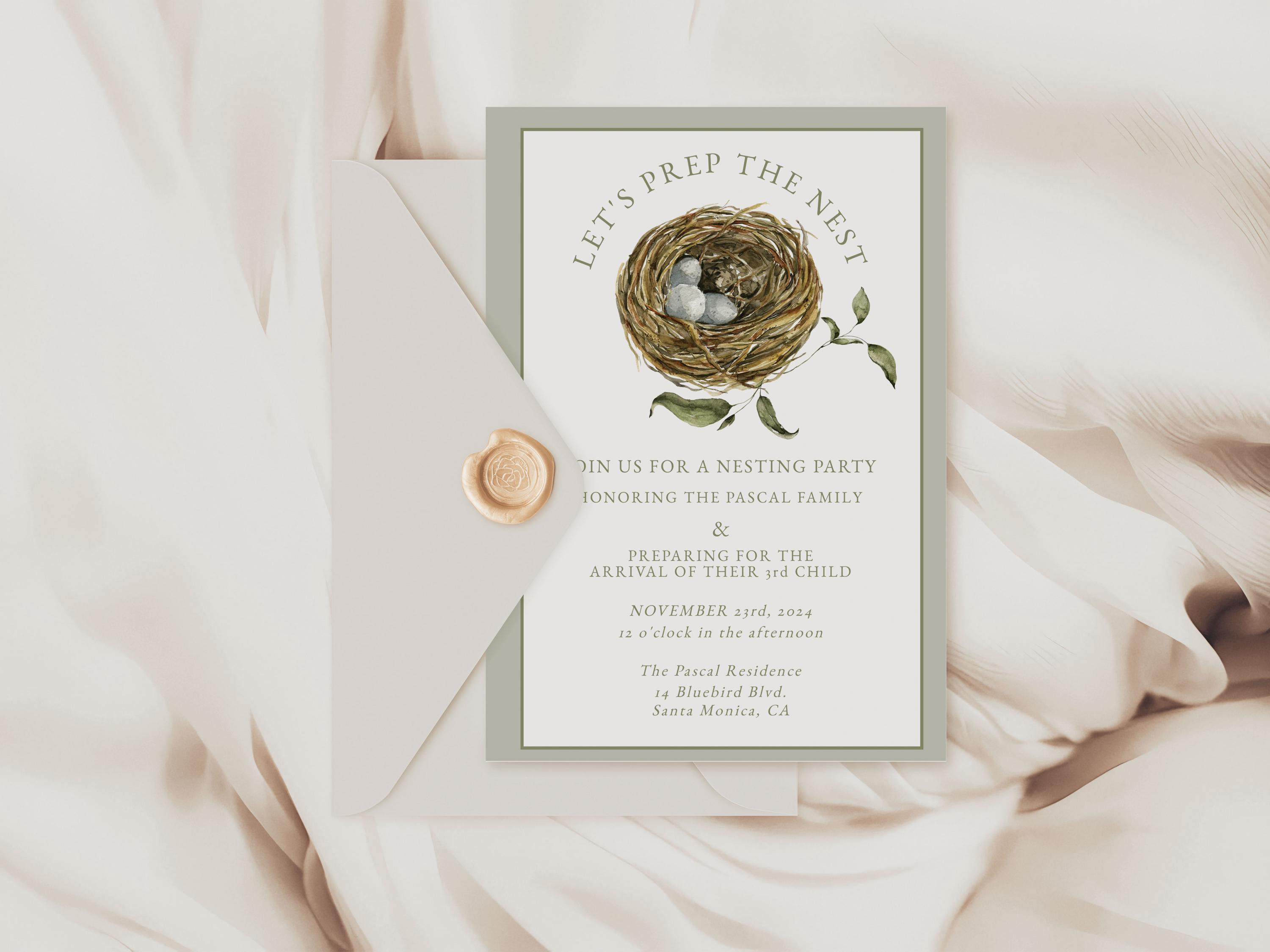 Prep the Nest, Nesting Party Invitation, Bless the Nest Nesting Baby ...