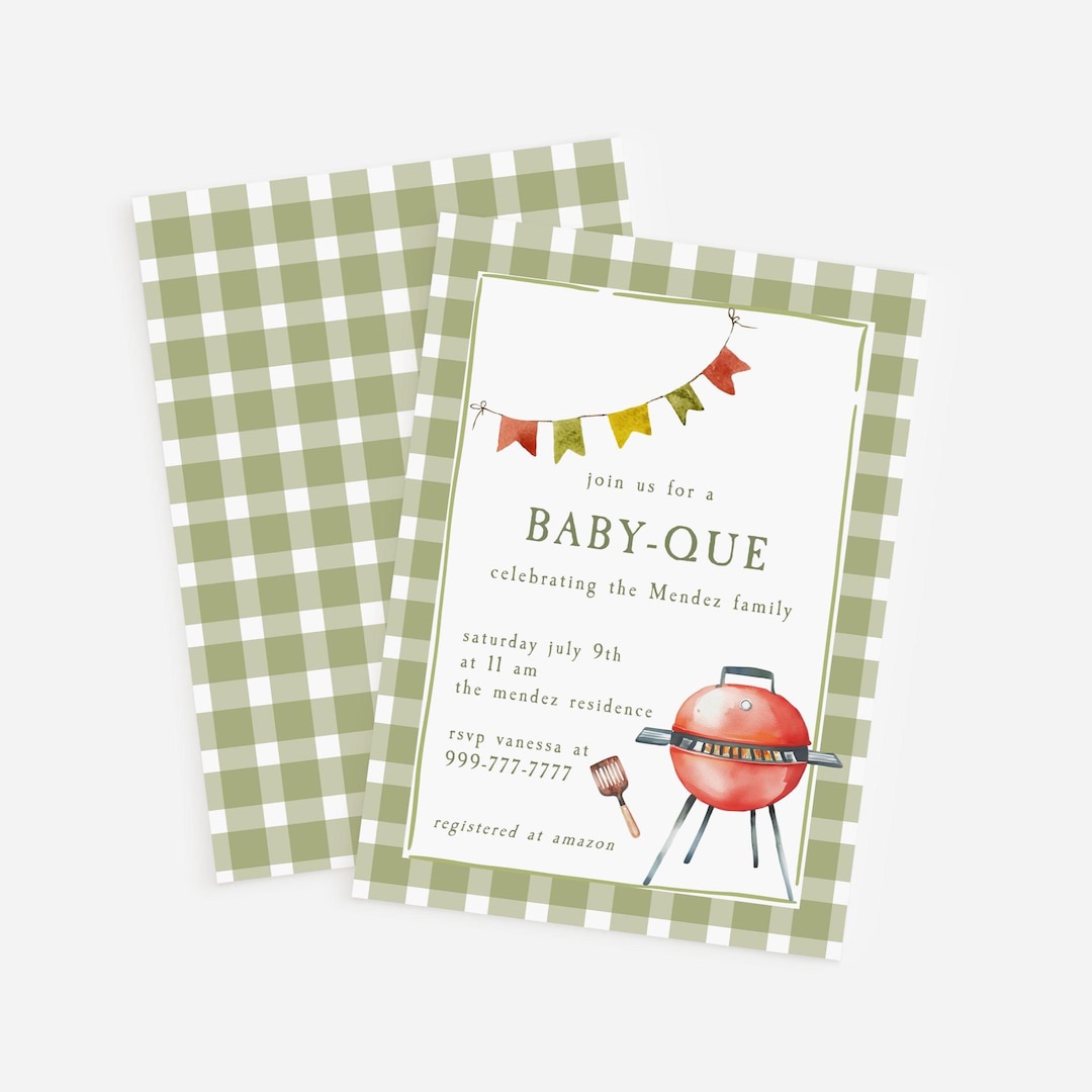 Baby-que BBQ Baby Shower Invitation Template (corjl Editable) - Etsy