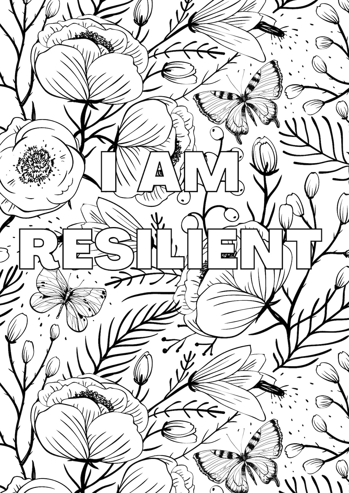 Colouring book pages Positive Mindset quotes 12 different | Etsy