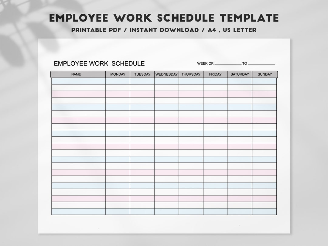 Weekly Work Schedule Template