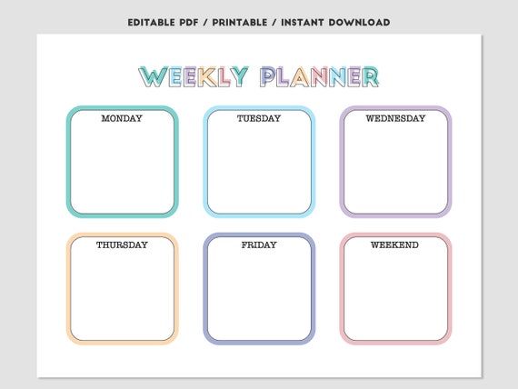 Weekly Planner Template For Kids