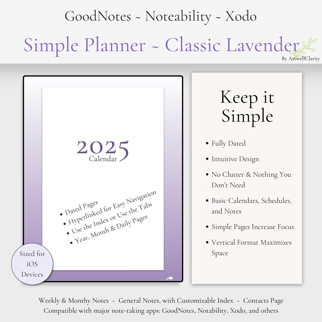 2025 Digital Planner | Lavender Theme | Simple | Planner | Minimalist ...