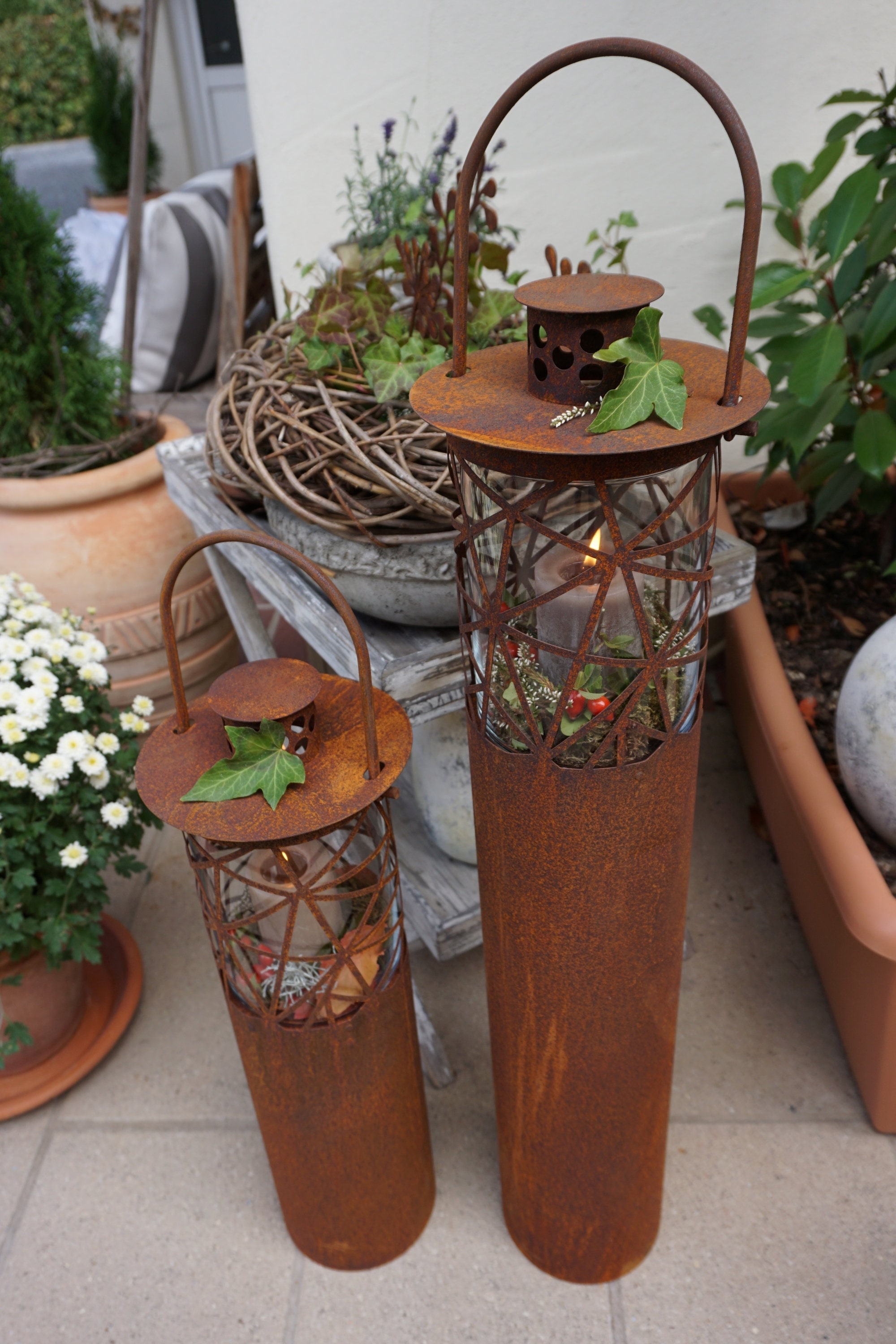 Edelrost Laterne "Arte" - Gartendeko - Rustikal - Rost - Etsy.de