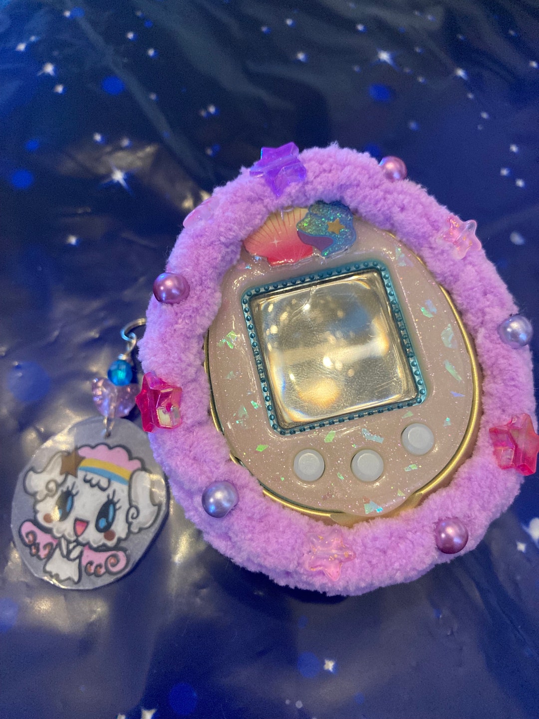Tamagotchi Case Purple Pink Gradient Stars Hearts Beads Pastel Cuddly ...