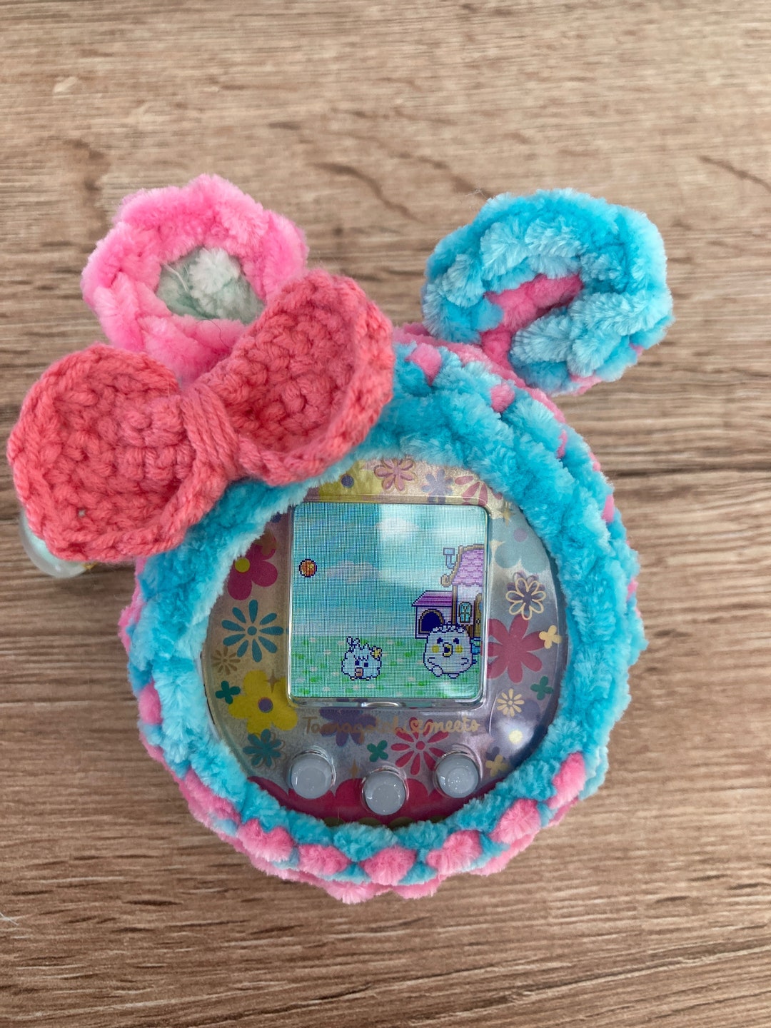 Rainbow Case Pink Pink Blue Tamagotchi Case Bear With Bow Pastel ...