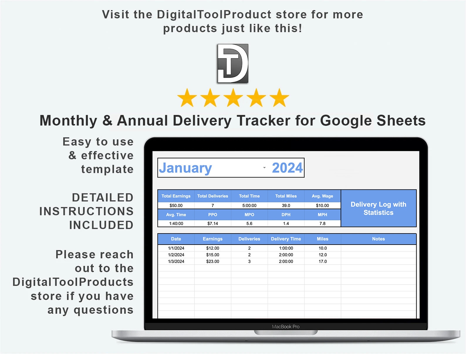Delivery Tracker: Monthly & Annual Google Sheets Template - Etsy