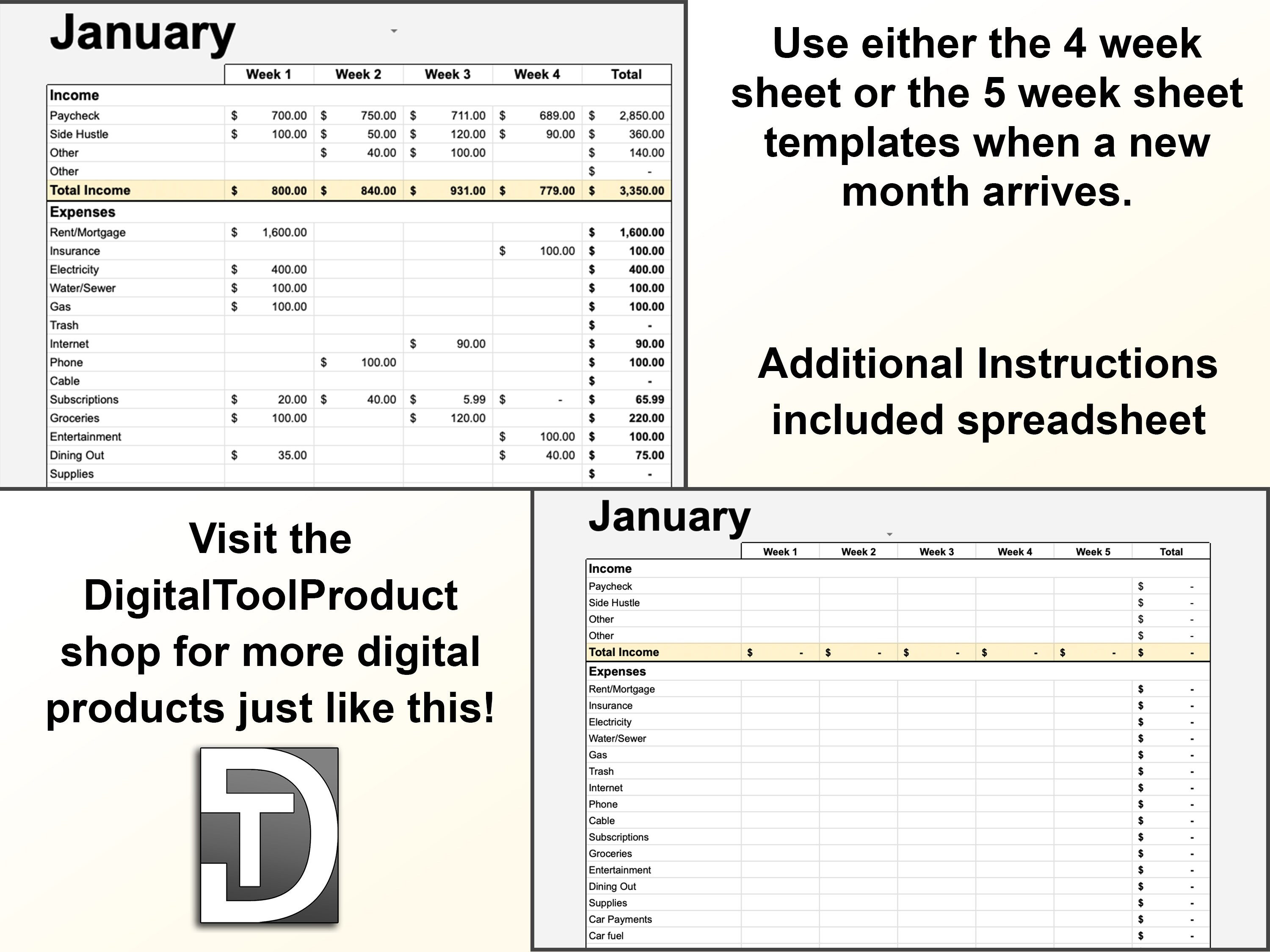 Simple Budgeting Template | BONUS Personal Balance Sheet | Google Sheet ...