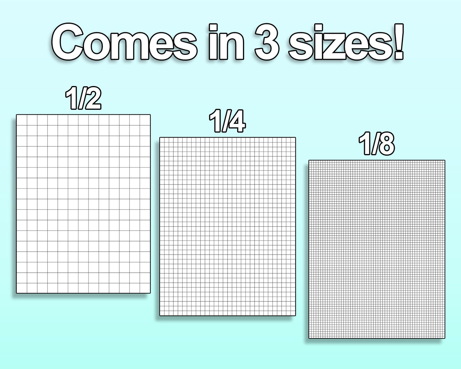 Graphing Paper | Printable PDF Package | 8 in X 10.5 in | 1/2, 1/4, 1/8 ...