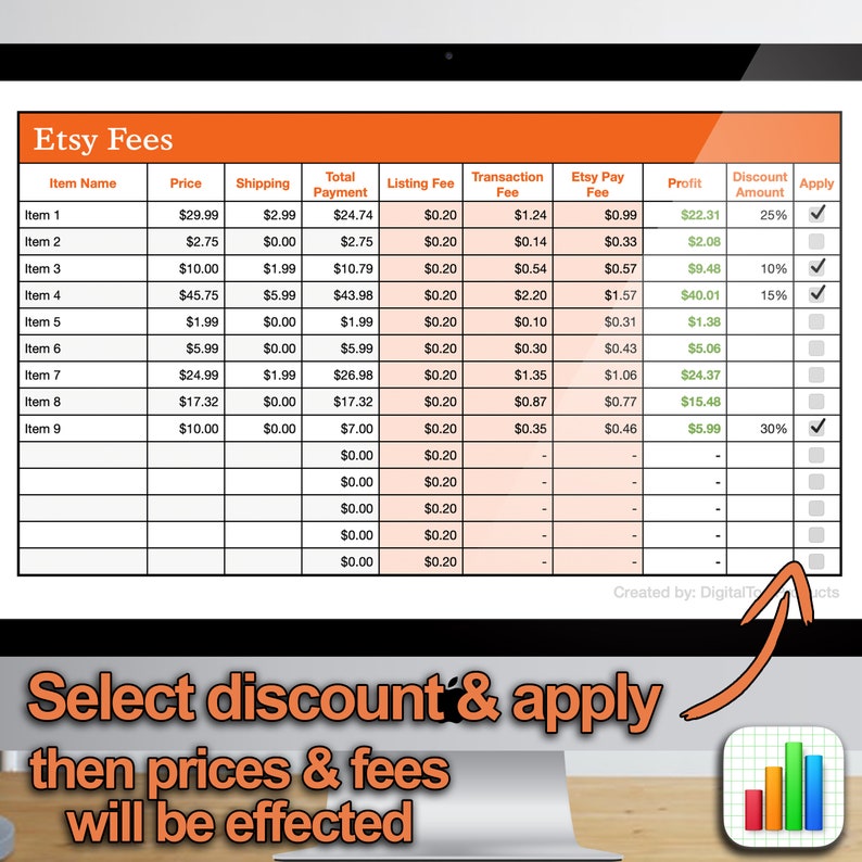 Etsy Fees Tracker Spreadsheet for Apple Numbers (digital Download) - Etsy