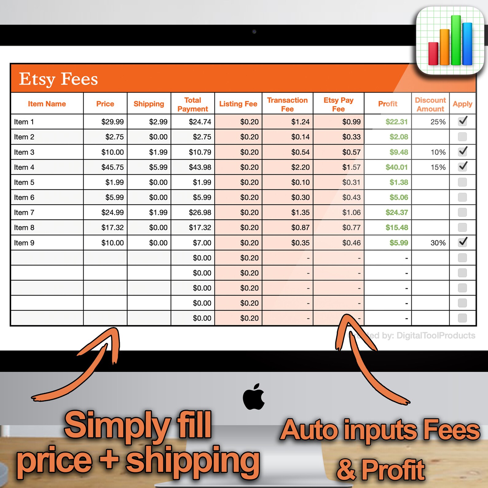 Etsy Fees Tracker Spreadsheet for Apple Numbers (digital Download) - Etsy