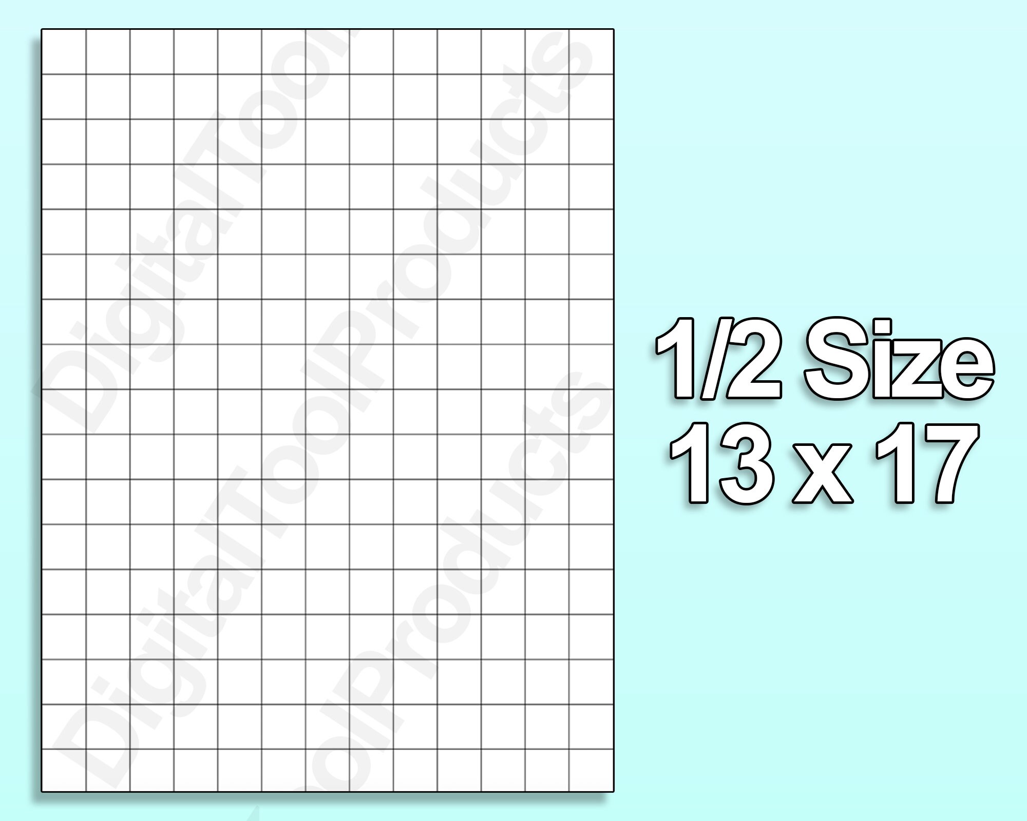 Graphing Paper | Printable PDF Package | 8 in X 10.5 in | 1/2, 1/4, 1/8 ...