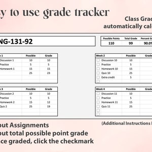 Student Grade Tracker: 18-week Spreadsheet for Google Sheets & Excel ...