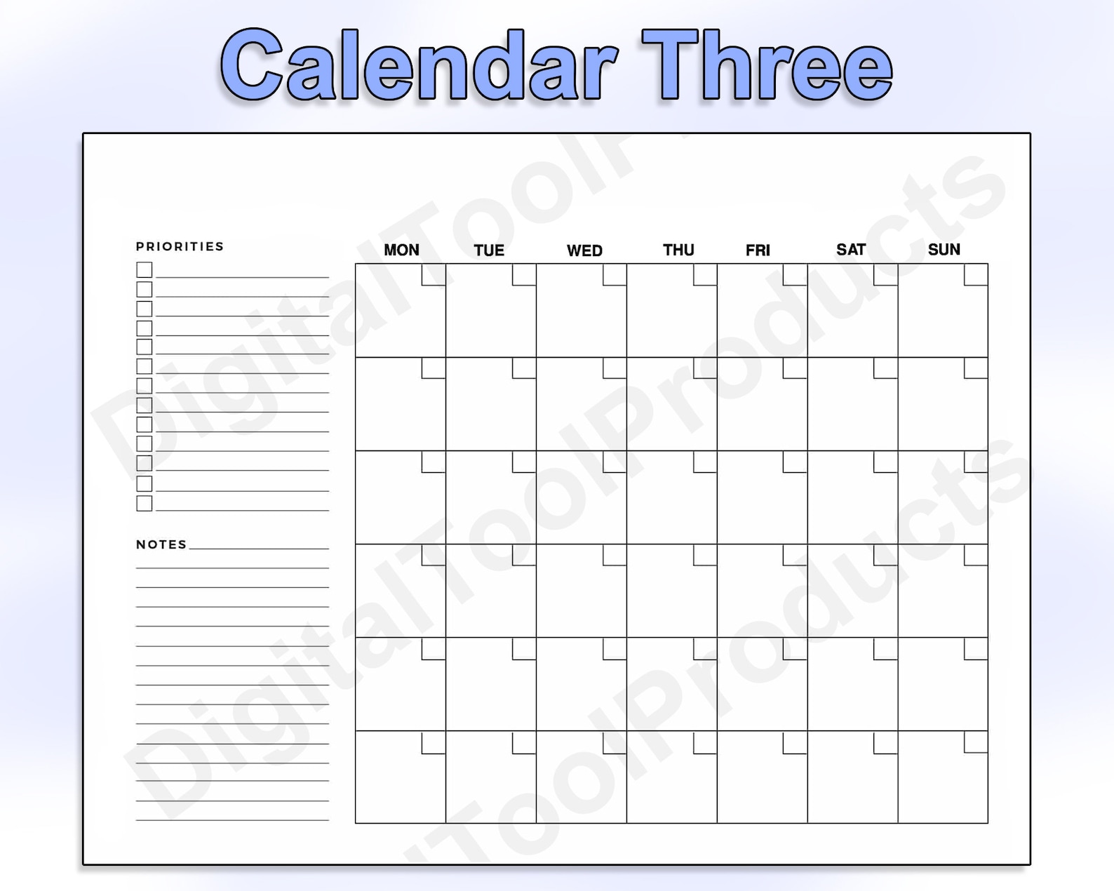 Blank Calendar Package Printable Pdfs 3 Styles 8.5 in X - Etsy Canada