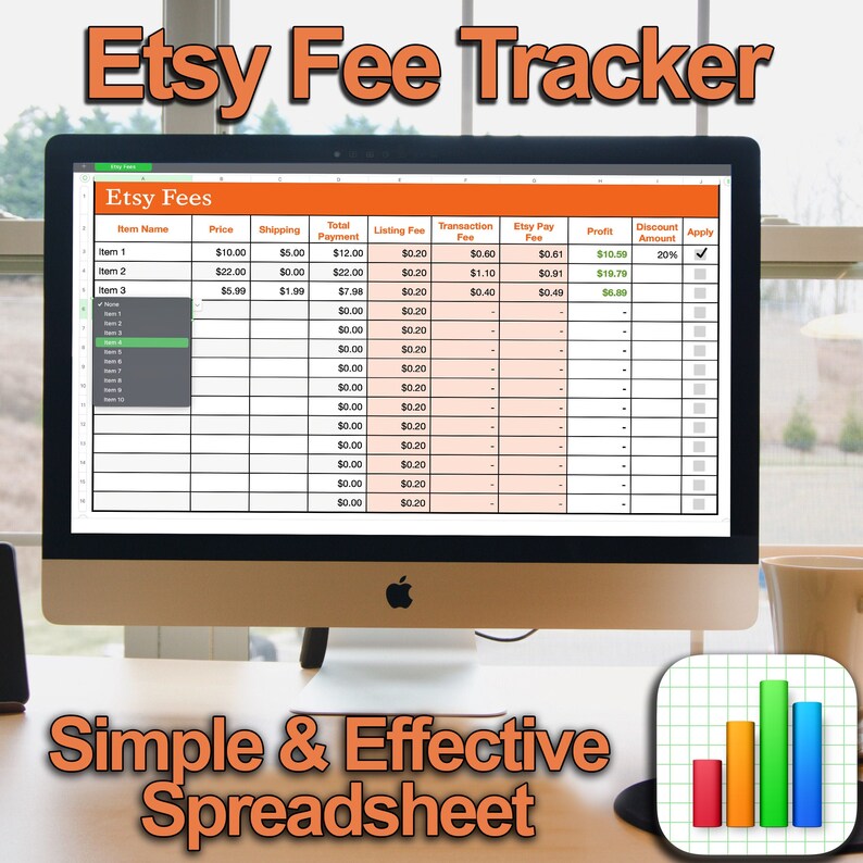 Etsy Fees Tracker Spreadsheet for Apple Numbers | Apple Numbers ...