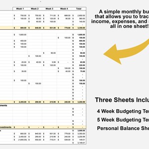 Simple Budgeting Template | BONUS Personal Balance Sheet | Google Sheet ...