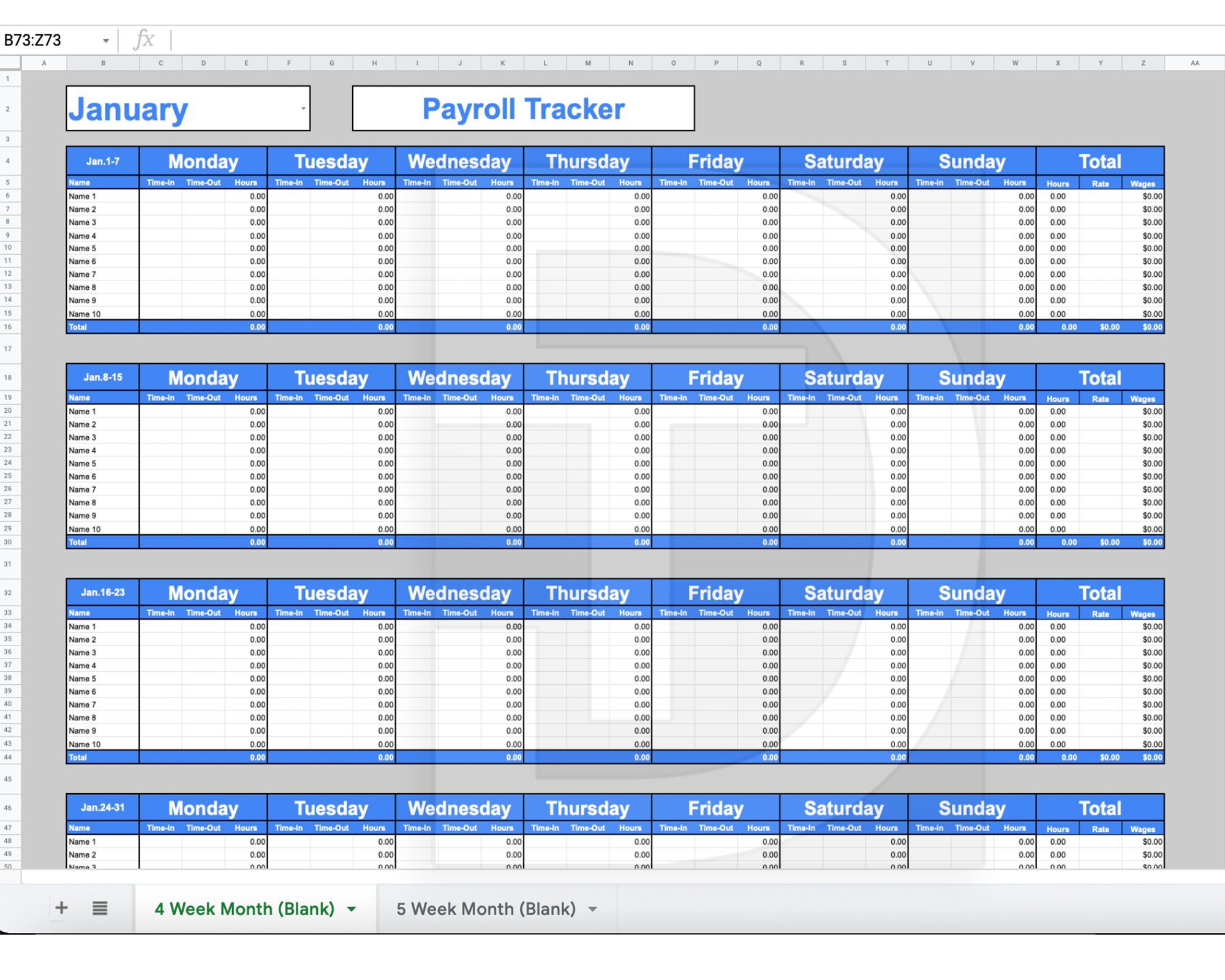 Simple Payroll Tracker: Employee Hour Tracker, Google Sheets (PDF) - Etsy