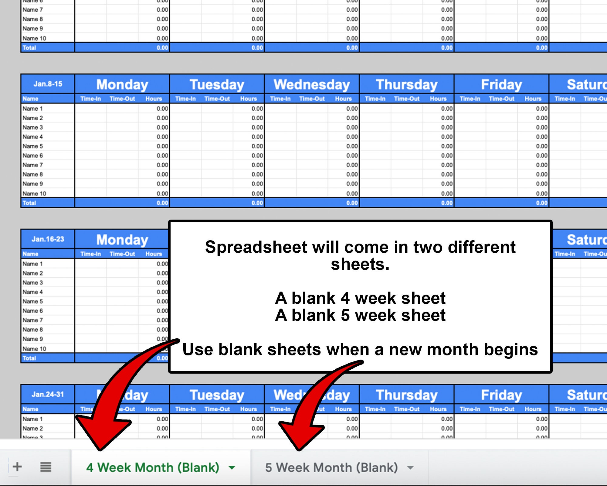 Simple Payroll Tracker: Employee Hour Tracker, Google Sheets (PDF) - Etsy